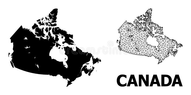 Solid and Network Map of Canada Stock Vector - Illustration of contour ...