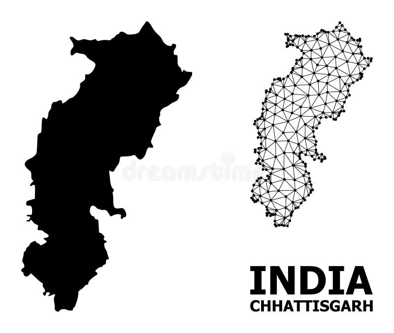 Solid and Network Map of Chhattisgarh State Stock Vector - Illustration ...