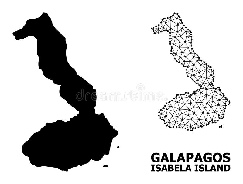 Solid and Network Map of Galapagos - Isabela Island Vector Illustratie ...