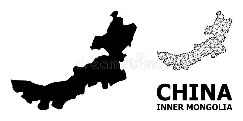 Solid and Network Map of Inner Mongolia Stock Vector - Illustration of ...