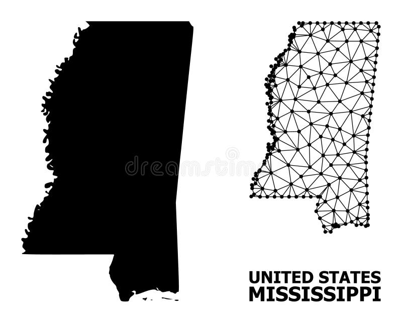 Solid and Network Map of Mississippi State Stock Vector - Illustration ...