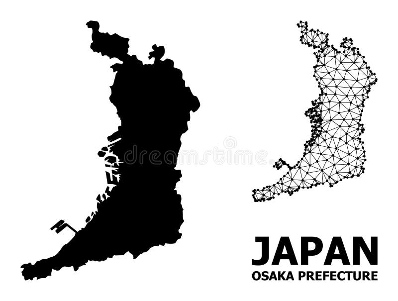 Solid and Network Map of Osaka Prefecture Stock Vector - Illustration ...