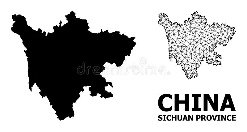 Solid and Network Map of Sichuan Province Stock Vector - Illustration ...