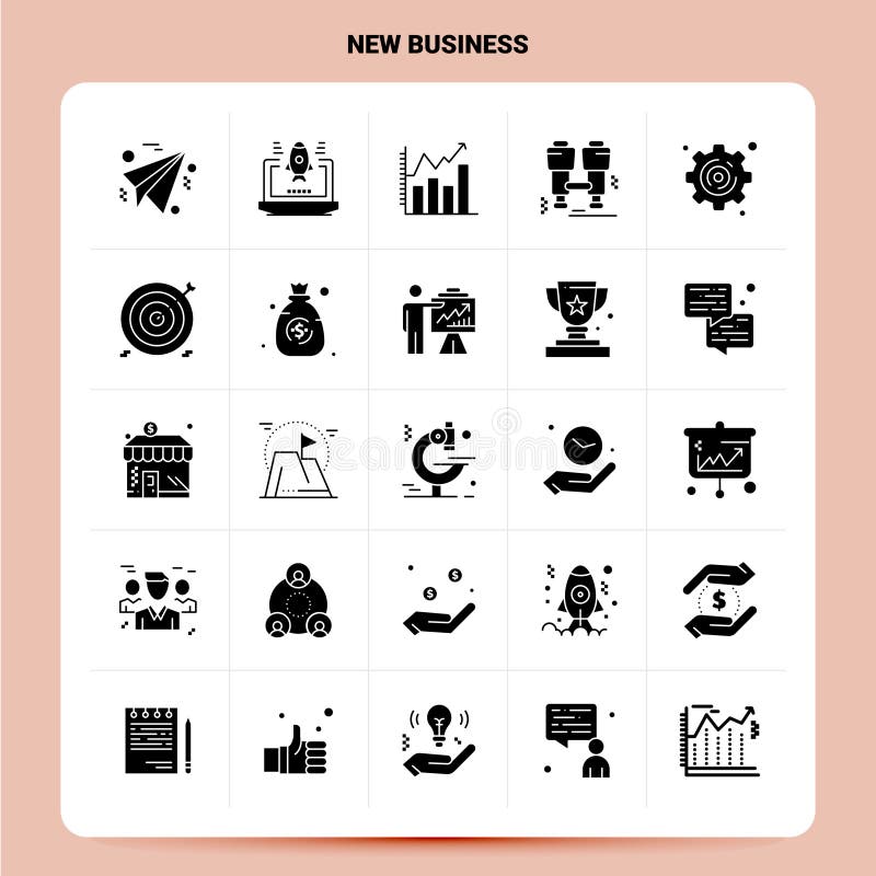 Solid 25 New Business Icon Set. Vector Glyph Style Design Black Icons ...