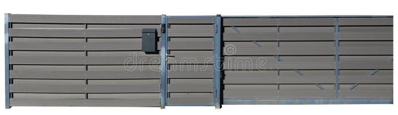 Solid New Fence with Gate and Mailbox Isolated Stock Photo - Image of ...