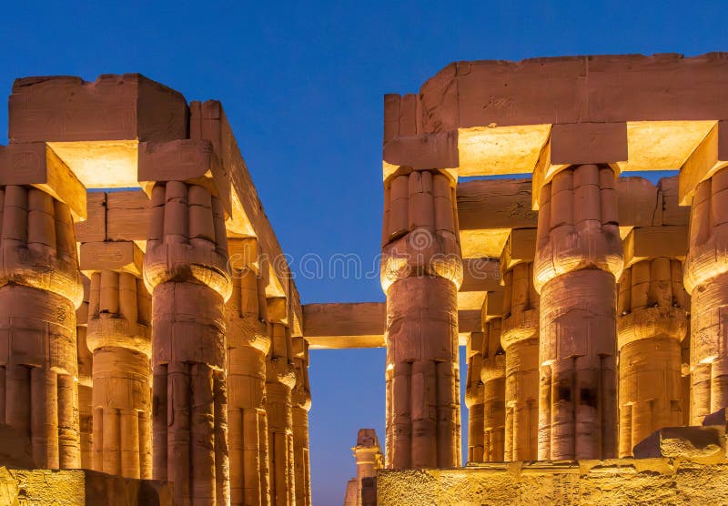 Solid Nubian Sandstone Columns in Temple of Luxor Egypt Stock Photo ...