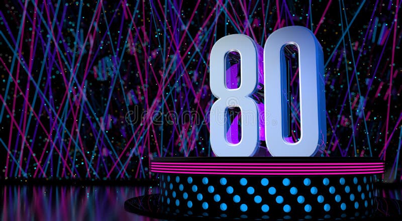 Solid Number 80 on a Round Stage with Blue and Magenta Lights with a ...