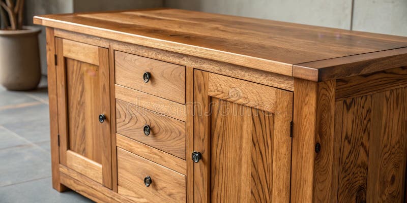 Solid Oak Wood Sideboard Three Drawers, Two Doors, Rustic Design ...