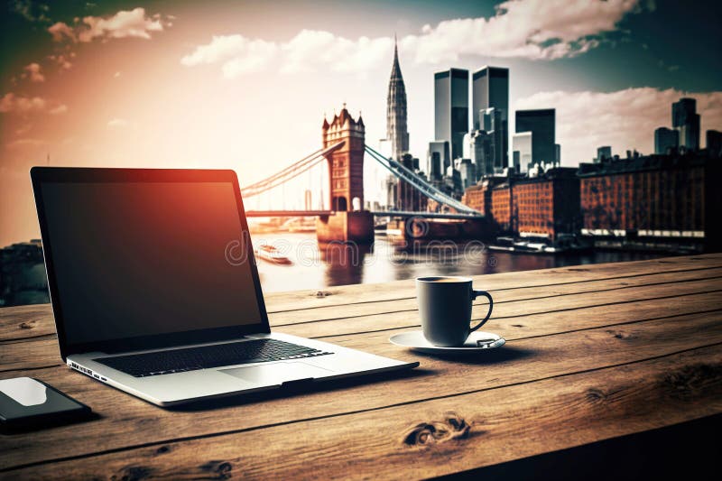 Solid Office with Computer Symbolizing Development of Business Concept ...