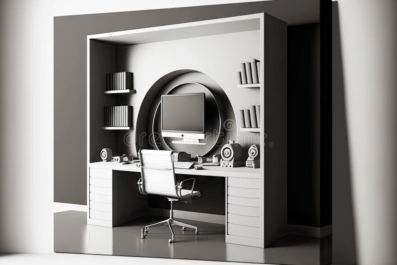 Solid Office with Computer Symbolizing Development of Business Concept ...
