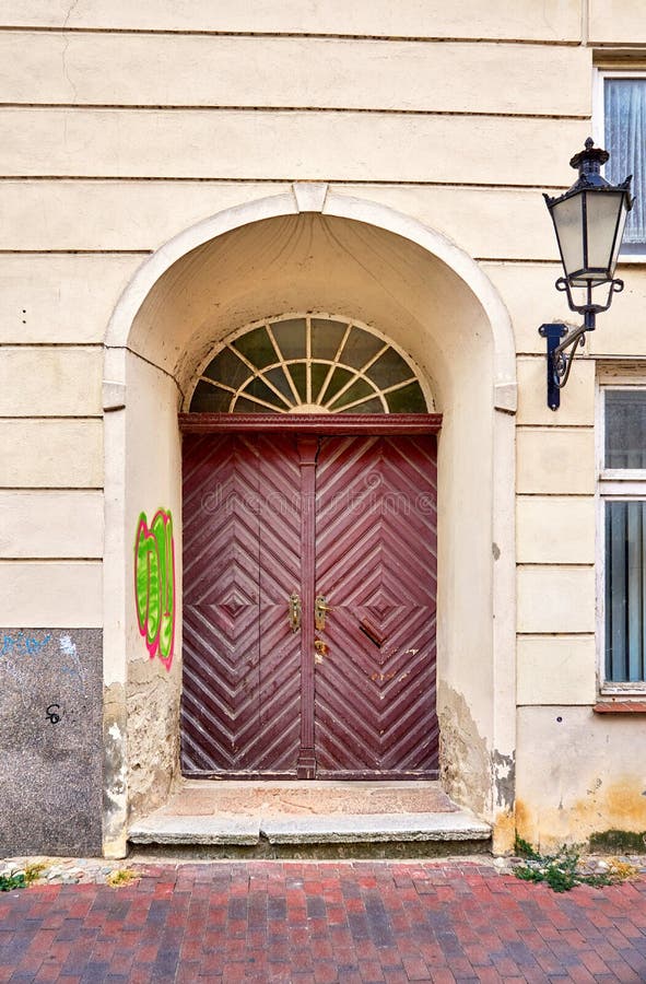 Door with Lantern stock photo. Image of architecture - 86591862