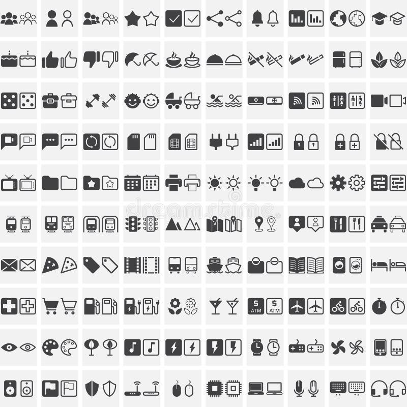 100 Solid and Outline Icons for Web and Mobile. Stock Vector ...