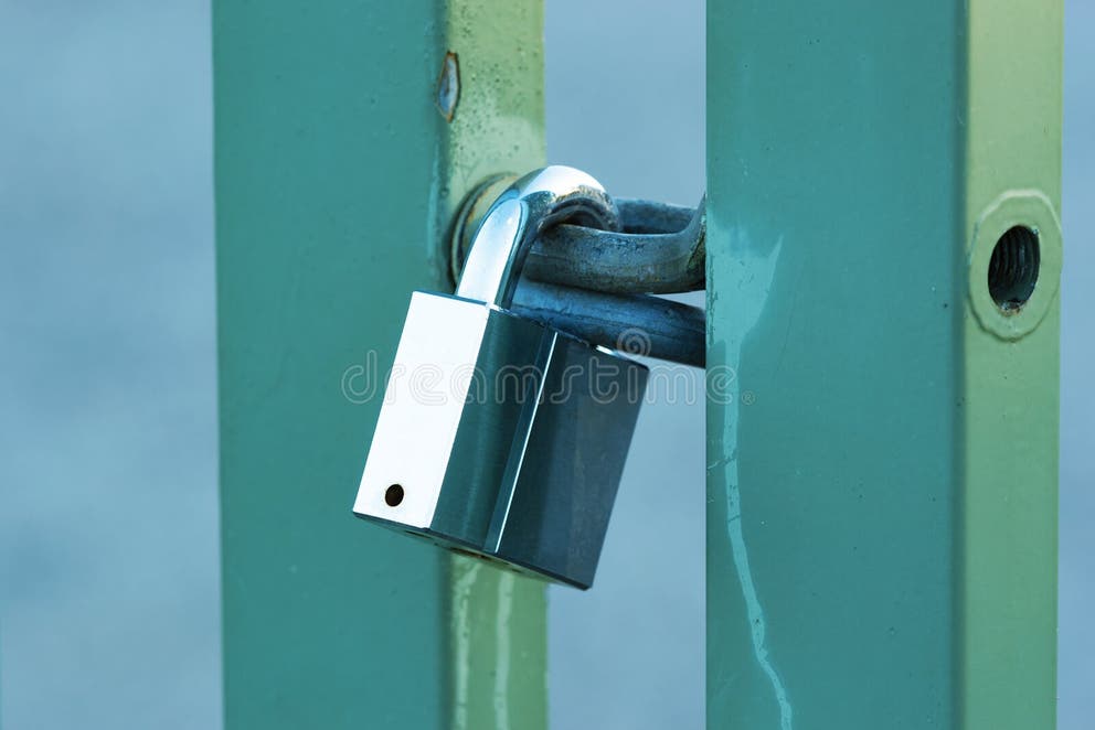 Solid padlock stock image. Image of gate, hinder, obstruction - 64479019