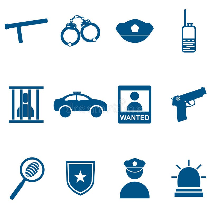 Solid Police Icons Set Vector Illustration Design Stock Vector ...