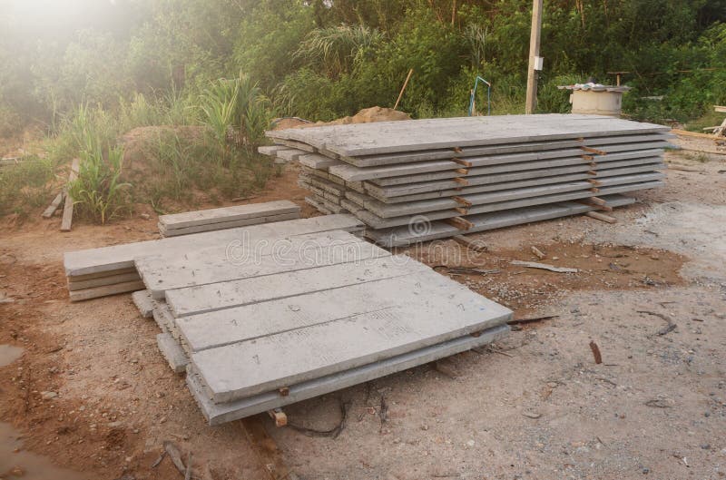 Stacked Concrete Plank Panel on Construction Site. Stock Image - Image ...