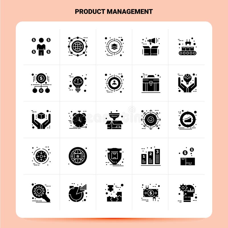 Solid 25 Product Management Icon Set. Vector Glyph Style Design Black ...