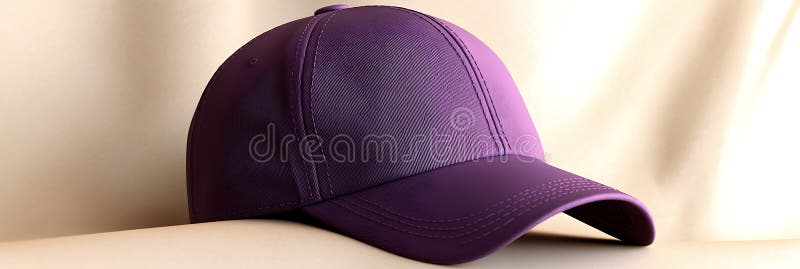 Solid Purple Baseball Cap Mockup Showcased on Cream Background, Stock ...