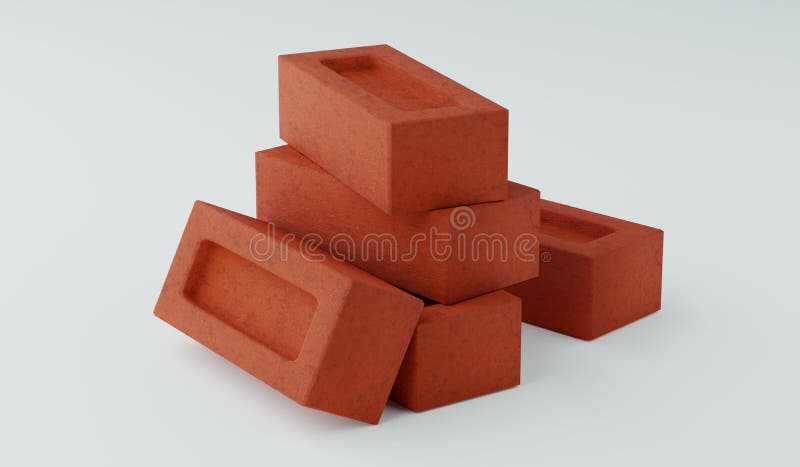 Solid Red Clay Bricks for Construction Isolated on White Background ...
