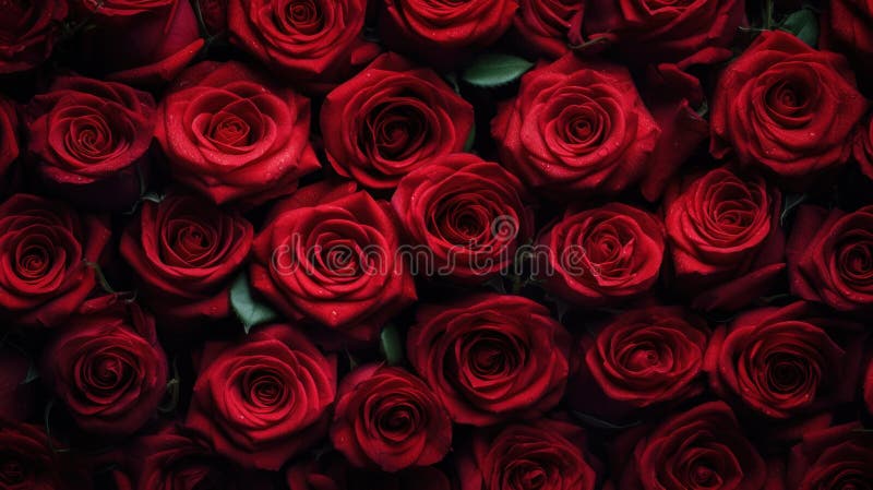 Solid Red Rose Background with Raindrops Created with Generative AI ...