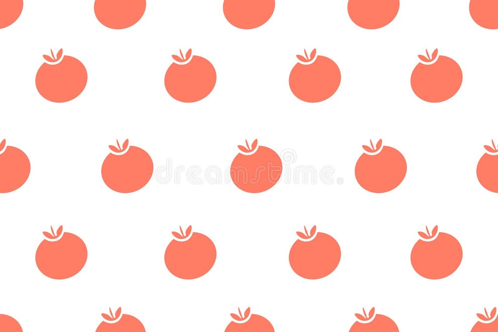 Solid Red Tomato Seamless Pattern on White Background Stock Vector ...