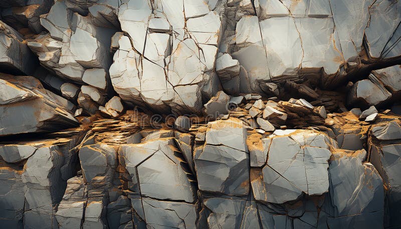 Solid Rock Wall, Damaged and Broken, in Nature Backdrop Generated by AI ...