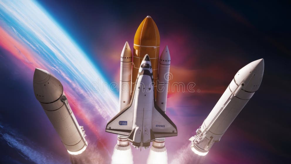Solid Rocket Boosters Separate from Space Shuttle in the Stratosphere ...