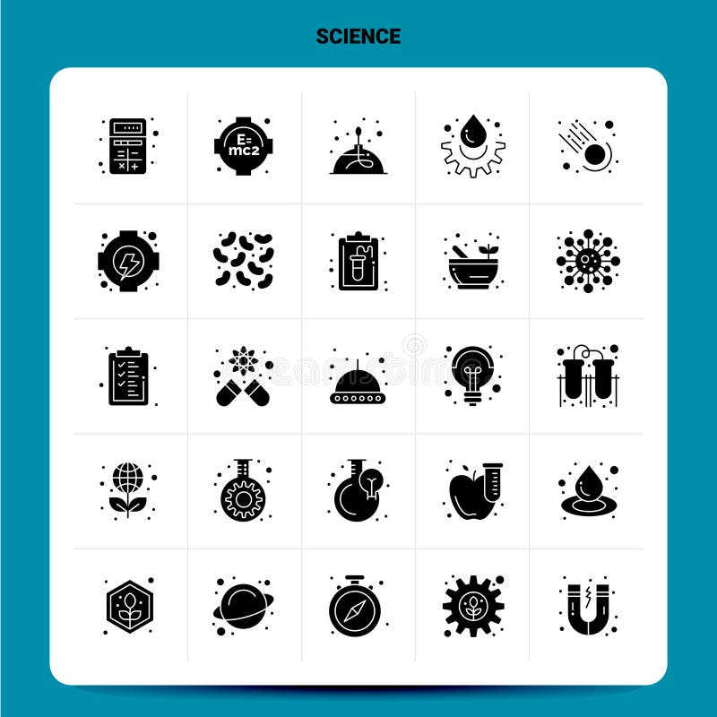 Solid 25 Science Icon Set. Vector Glyph Style Design Black Icons Set ...