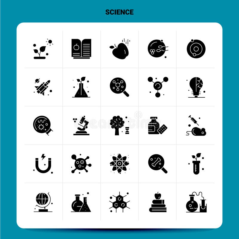 Solid 25 Science Icon Set. Vector Glyph Style Design Black Icons Set ...