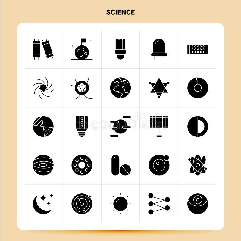 Solid 25 Science Icon Set. Vector Glyph Style Design Black Icons Set ...
