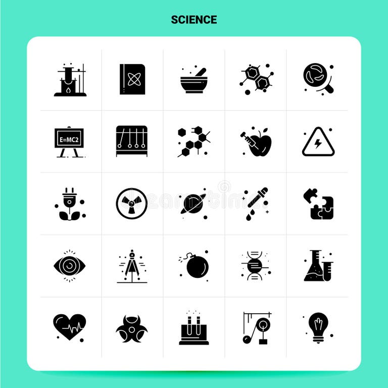 Solid 25 Science Icon Set. Vector Glyph Style Design Black Icons Set ...