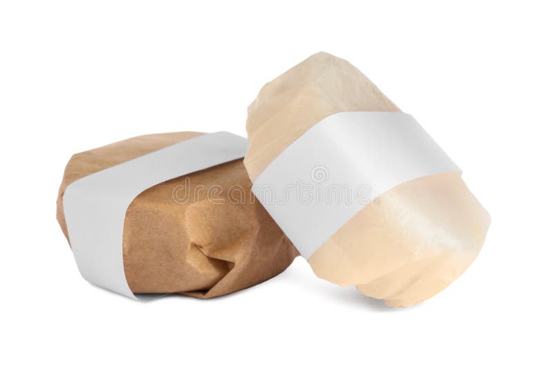 Solid Shampoo Bars Wrapped in Parchment on Background Stock Image ...