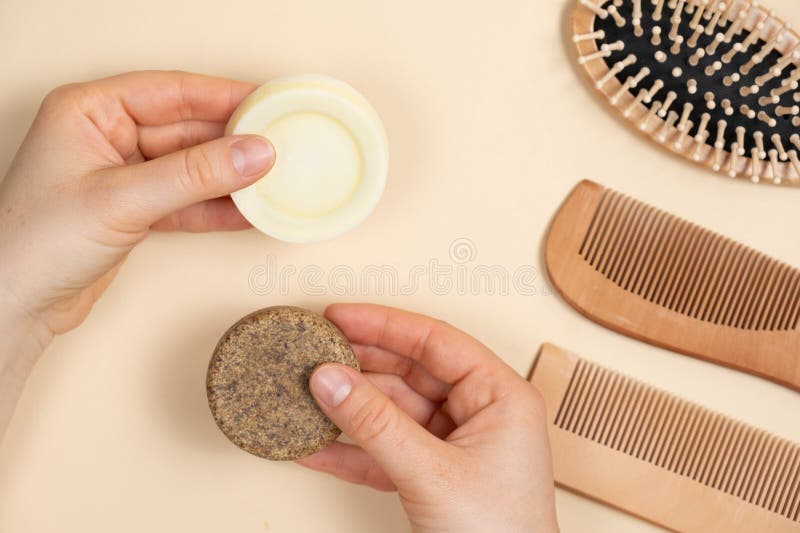 Solid Shampoo and Conditioner for Hair in the Hands. Natural Cosmetics ...