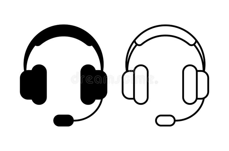 Solid Silhouette Vs Minimalist Line Art Headset Design Stock Vector ...