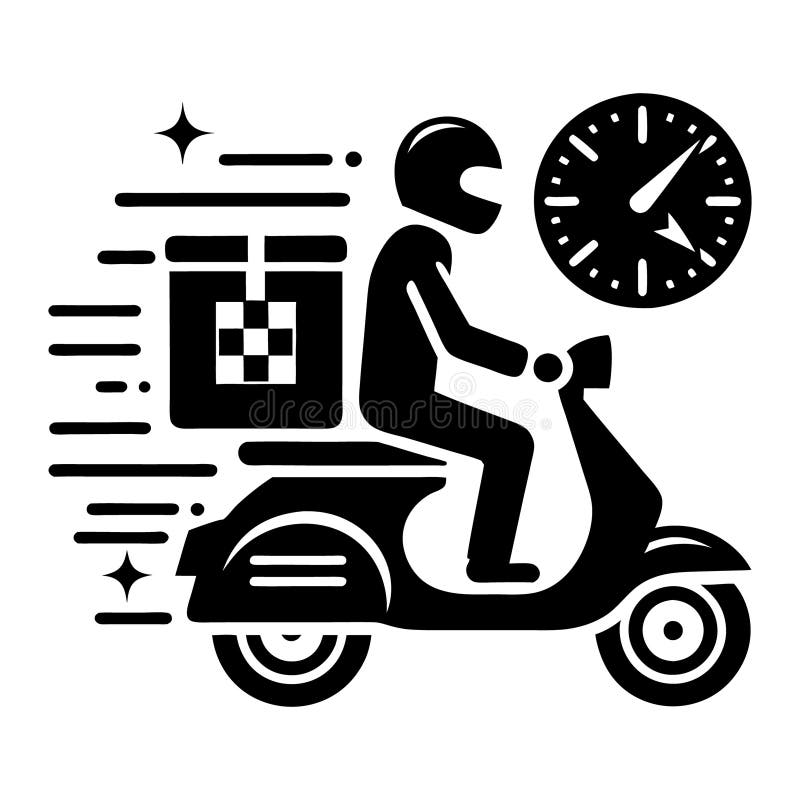 Free Shipping Motorbike Food Delivery Boy Icon in Vector Illustration ...