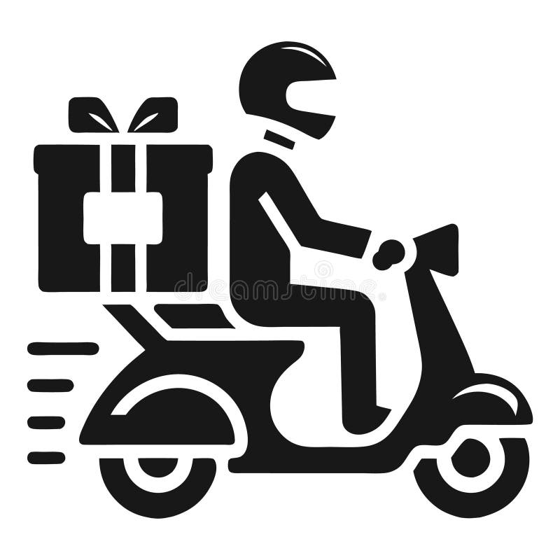Free Shipping Motorbike Food Delivery Boy Icon in Vector Illustration ...