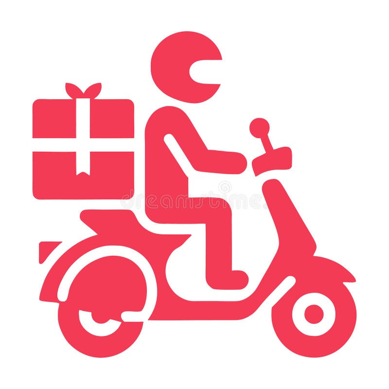 Free Shipping Motorbike Food Delivery Boy Icon in Vector Illustration ...