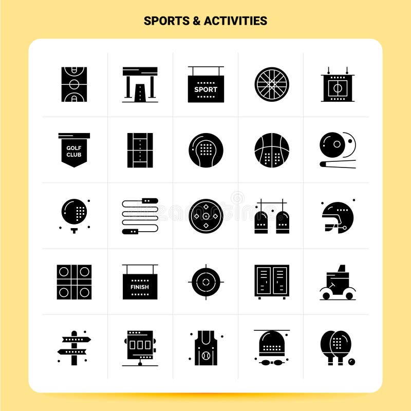 Solid 25 Sports & Activities Icon Set. Vector Glyph Style Design Black ...