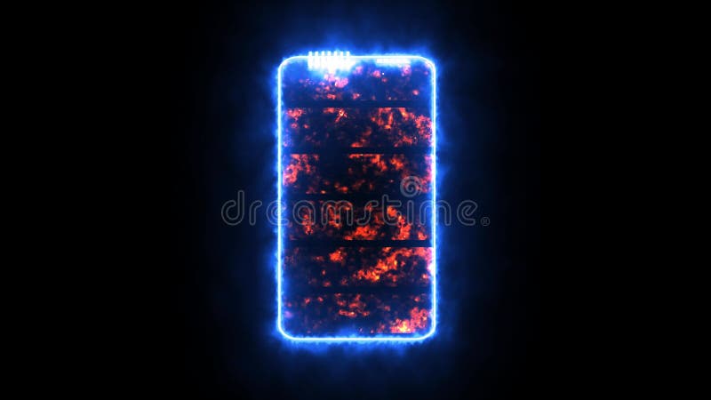 Solid State Battery Red Powerful and Blue Power on Black Screen Stock ...