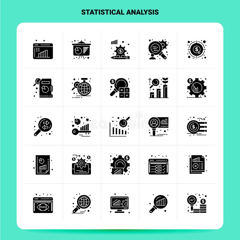 Solid 25 Statistical Analysis Icon Set. Vector Glyph Style Design Black ...