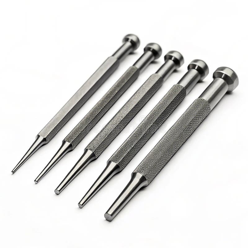 Solid Steel Punch Set for Driving Nails and Screws Stock Illustration ...