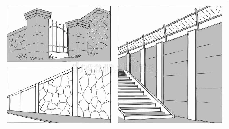 Stone Fence Vector Design for Architecture and Boundary Themes Vector ...