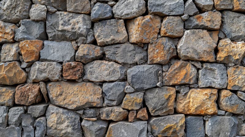 Solid Stone Wall Constructed with Rocks Stock Illustration ...