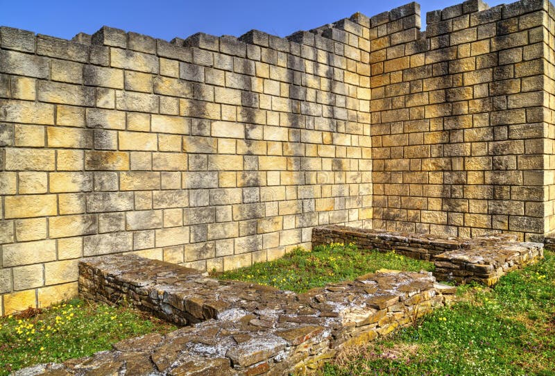 Stone Wall and Ruins of Ancient Fortress Stock Photo - Image of fort ...