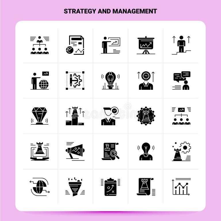 Solid 25 Strategy and Management Icon Set. Vector Glyph Style Design ...