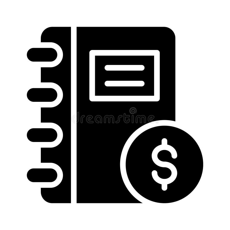 A Solid Style Icon of Ledger Record Book with Dollar Stock Vector ...