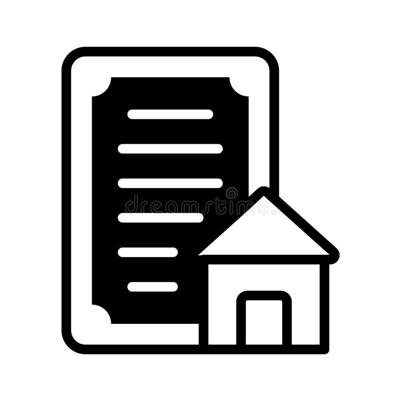 A Solid Style Icon Showing Signed Home Document Stock Vector ...