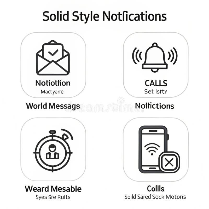 Solid Style Icons of Wearable Notifications White Background Stock ...