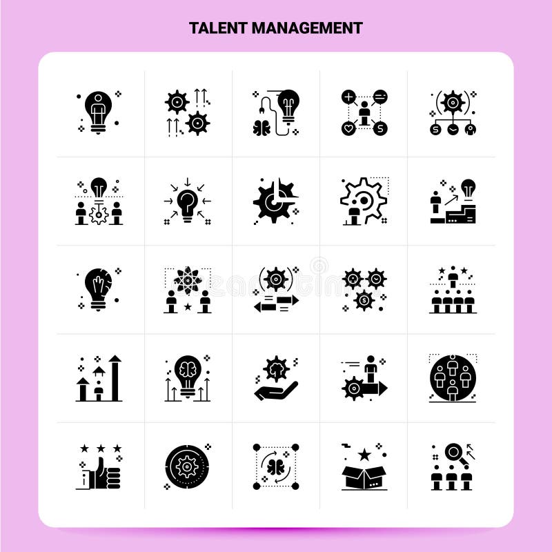 Solid 25 Talent Management Icon Set. Vector Glyph Style Design Black ...