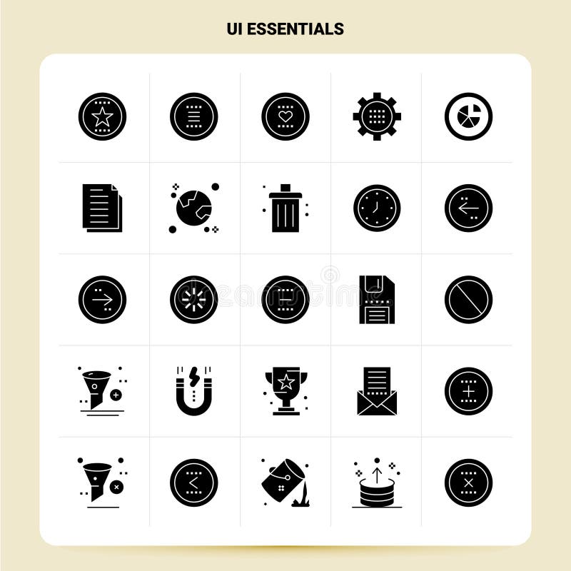Solid 25 Ui Essentials Icon Set. Vector Glyph Style Design Black Icons ...