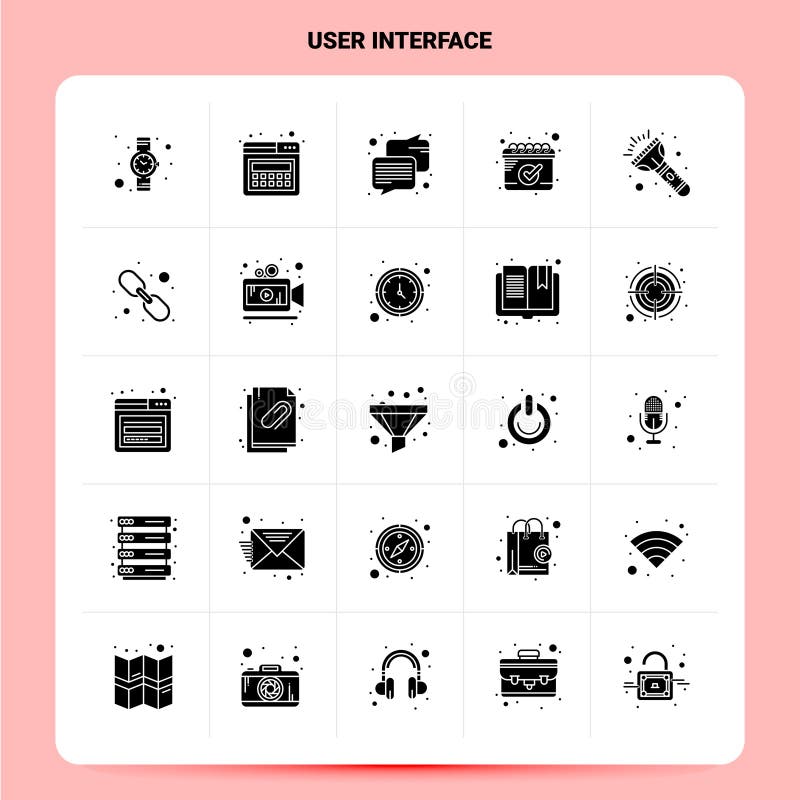 Solid 25 User Interface Icon Set. Vector Glyph Style Design Black Icons ... Solid 25 User Interface Icon Set. Vector Glyph Style Design Black Icons ...